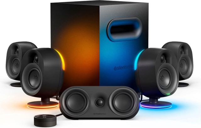 SteelSeries Arena 9 5.1 Bluetooth Gaming Speakers with RGB Lighting - 6 ...